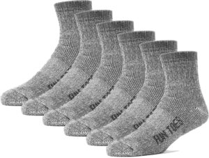 fun toes merino wool ankle socks 6 pairs arch support and cushioning heel to toe reinforcement ideal for hiking (grey, men 10-13)