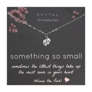 efytal first mothers day gifts for new mom, sterling silver tiny baby feet necklace for mom to be, 1st mothers day gift for new mom, new mom gifts, push presents for new mom, first time mom gifts