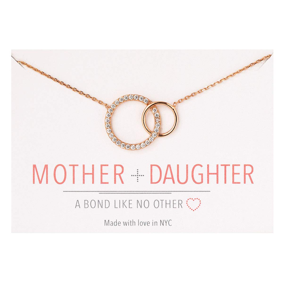 A+O Gifts for Mom, Mother Daughter Gift - Interlocking Circle Necklace in Rose Gold Vermeil