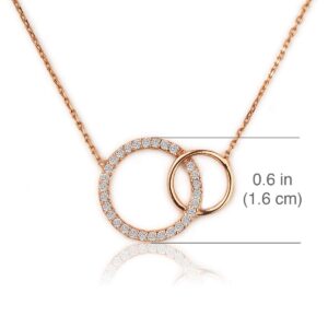 A+O Gifts for Mom, Mother Daughter Gift - Interlocking Circle Necklace in Rose Gold Vermeil