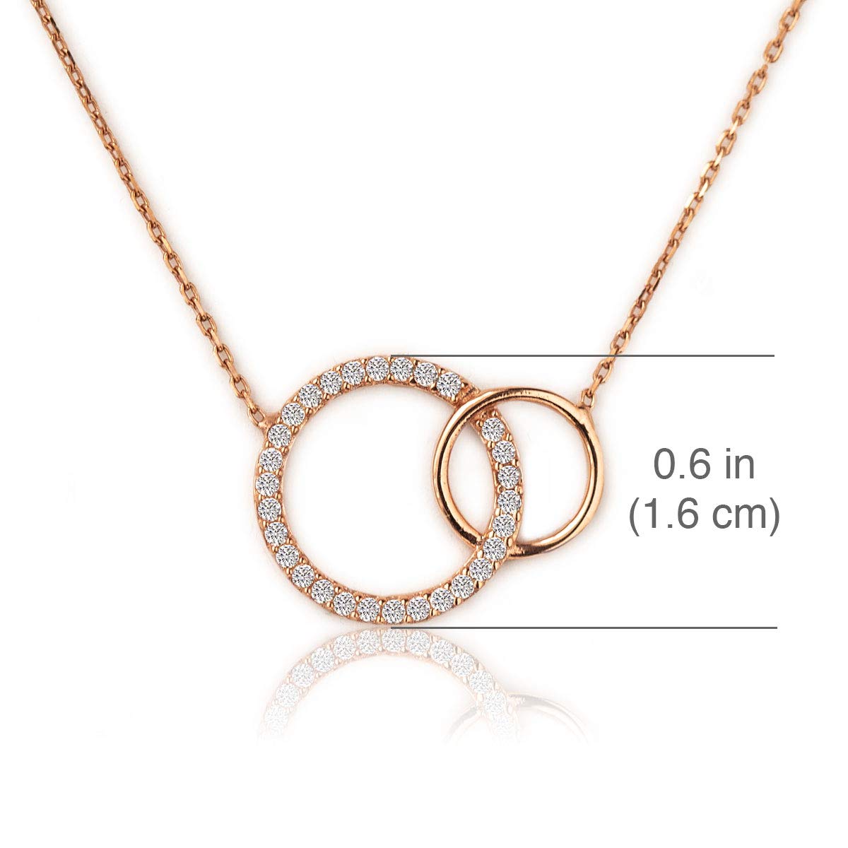 A+O Gifts for Mom, Mother Daughter Gift - Interlocking Circle Necklace in Rose Gold Vermeil