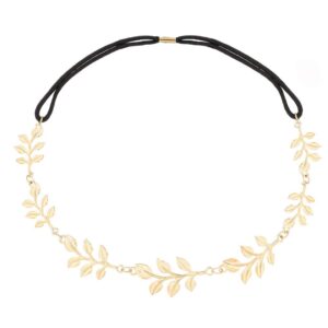 yalice leaf hair chains elastic headpieces princess head chain goddess decoration wedding hair acessories festival prom headbands for women (gold)