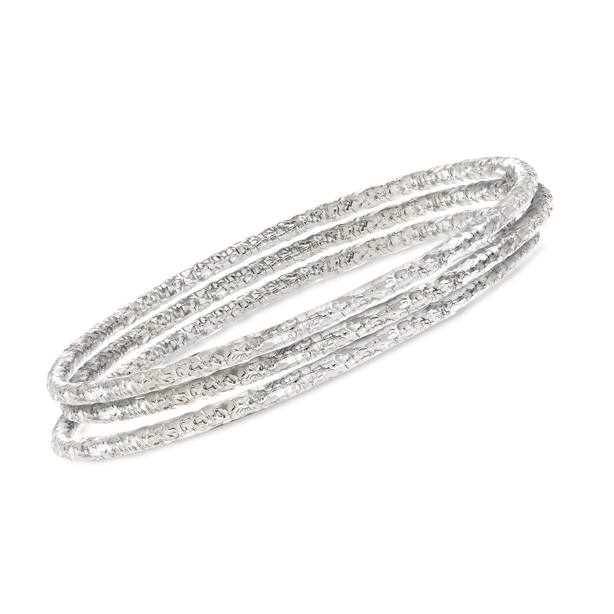 Ross-Simons Italian Sterling Silver Jewelry Set: 3 Hammered Bangle Bracelets. 7.5 inches