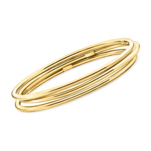 ross-simons italian 22kt gold over sterling jewelry set: 3 polished bangle bracelets. 7.5 inches