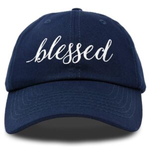 dalix blessed women's baseball cap soft cotton dad hat in navy blue