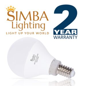 Simba Lighting LED Candelabra E12 Base G14 Small Globe 5 Watt 40W Replacement Light Bulb (6 Pack) for Ceiling Fan, Chandelier, Vanity, Round A15 Frosted White Cover, Non-Dimmable, 5000K Daylight