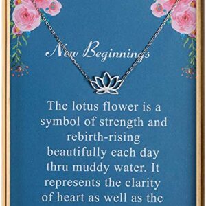 HolyFast S925 Sterling Silver Dainty Lotus Necklace Yoga Pendant Necklace Friend Birthday Gift Women Jewelry