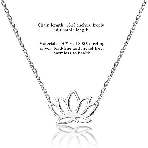 HolyFast S925 Sterling Silver Dainty Lotus Necklace Yoga Pendant Necklace Friend Birthday Gift Women Jewelry