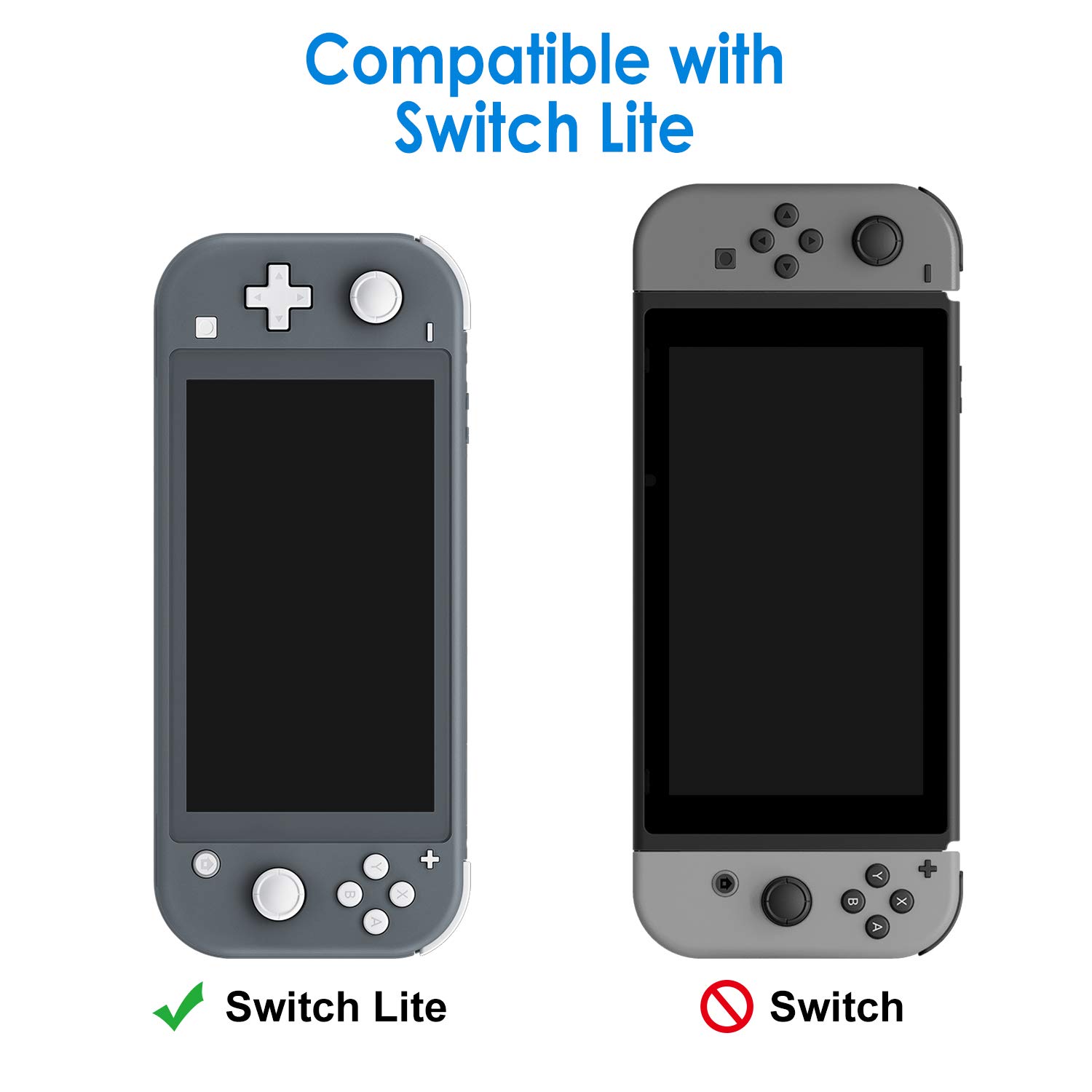 JETech Protective Case for Nintendo Switch Lite 2019, Grip Cover with Shock-Absorption and Anti-Scratch Design (HD Clear)