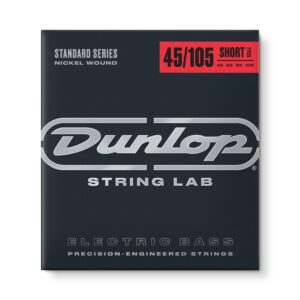 jim dunlop nickel wound, short scale, 045.105, 4 set bass guitar strings (dbn45105s)