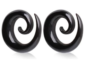 pierced owl natural organic buffalo horn spiral taper plugs, sold as a pair (8mm (0ga))