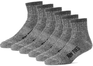 fun toes merino wool ankle socks 6 pairs arch support and cushioning heel to toe reinforcement ideal for hiking (black, women 9-11)