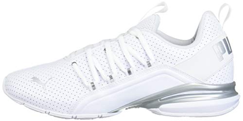 PUMA Mens Axelion Cross Trainer, PERF PUMA Mens White-PUMA Mens Silver, 9.5