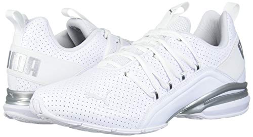 PUMA Mens Axelion Cross Trainer, PERF PUMA Mens White-PUMA Mens Silver, 9.5