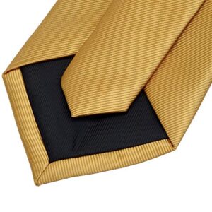 GUSLESON Brand Men's silk Solid Gold Yellow Tie Neckties and Pocket Square Cufflinks Sets (0789-11)