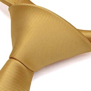 GUSLESON Brand Men's silk Solid Gold Yellow Tie Neckties and Pocket Square Cufflinks Sets (0789-11)