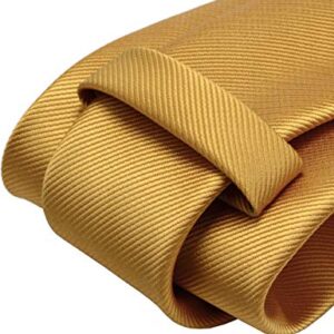 GUSLESON Brand Men's silk Solid Gold Yellow Tie Neckties and Pocket Square Cufflinks Sets (0789-11)