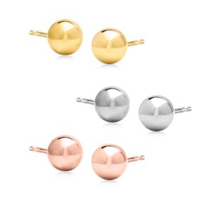 ross-simons tri-colored gold jewelry set: 3 pairs of 6mm ball stud earrings