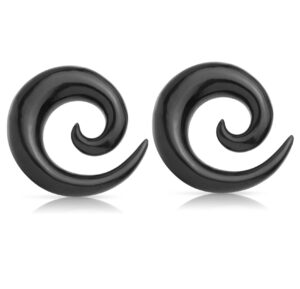 pierced owl organic water buffalo horn spiral taper plug earrings, sold as pair (10mm (00ga))