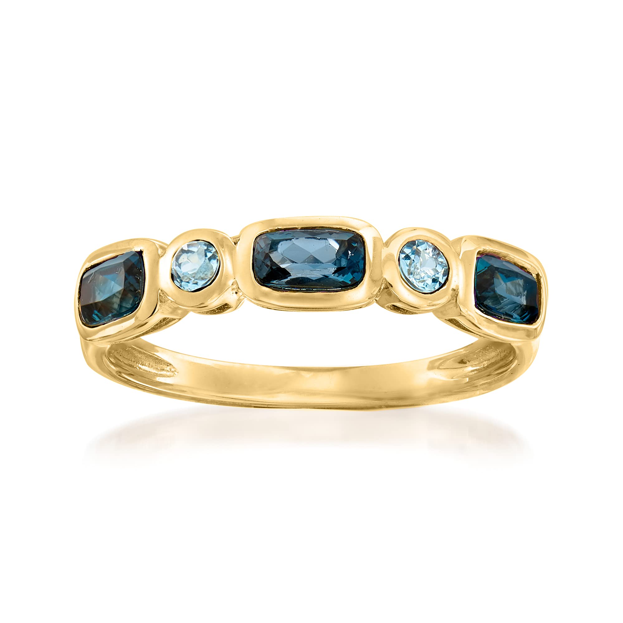 Ross-Simons 0.90 ct. t.w. London and Sky Blue Topaz Ring in 14kt Yellow Gold. Size 9