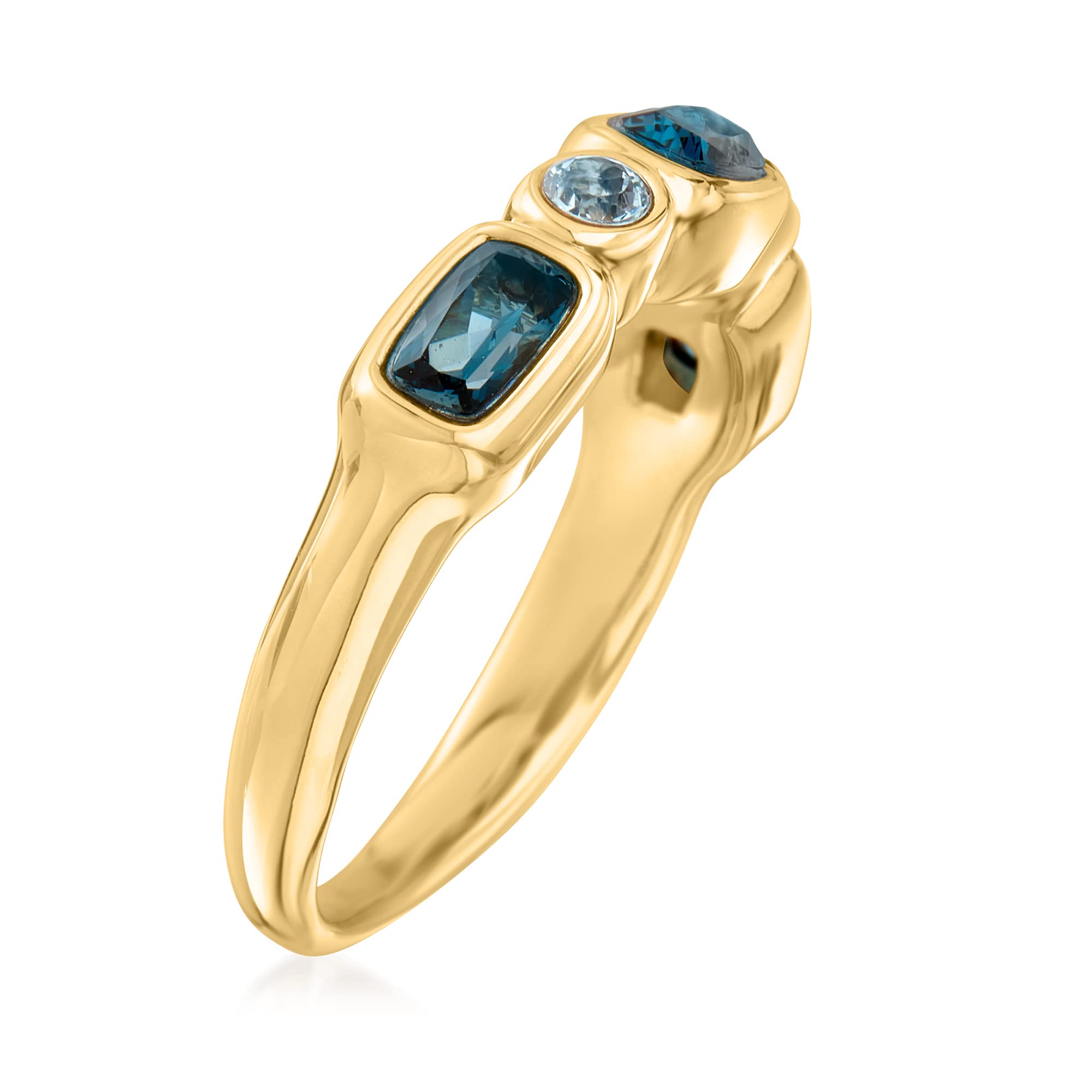 Ross-Simons 0.90 ct. t.w. London and Sky Blue Topaz Ring in 14kt Yellow Gold. Size 9