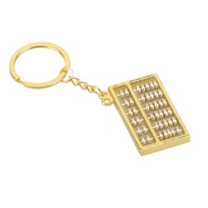 mallofusa alloy 6 rolls mini abacus keychain key ring pendant decoration decor ornament trinket for car keys handbag fob golden