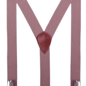 CEAJOO Men's Suspenders and Bow Tie Set Adjustable Y Back 47" Dust Pink