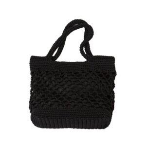 black straw shoulder tote crochet beach bag woven handbag & purse handmade for women