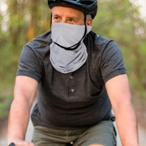 3 Pieces Men Sun Protection Face Cover Bandana Neck Gaiter Breathable Adjustable Outdoor Sunscreen Cover for Fishing Cycling (Black, Grey, Dark Blue)