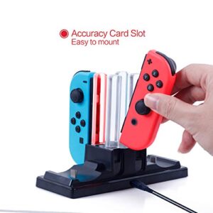 Controller Charger Dock for Nintendo Switch, 6 in 1 Charging Station for Nintendo Switch Joy-Cons and Pro Controllers with Multi-Charger Cable