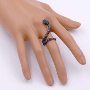 Lavencious Snake Design with AAA CZ Stones Adjustable Statement Rings Cocktail Rings for Women (Jet Black)