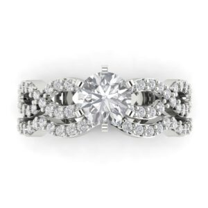 clara pucci 1.55ct round cut halo solitaire stunning moissanite engagement promise anniversary bridal ring band set 14k white gold 10.5