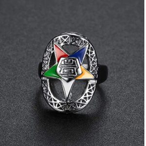 Bansriracha Silver Order of The Eastern Star Rings for Women Ladies Party Band Ring Masonic Jewelry for Women OES Rings (8)