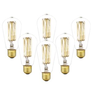 emliviar vintage edison light bulb, e26 medium base incandescent bulb 6 pack, st58