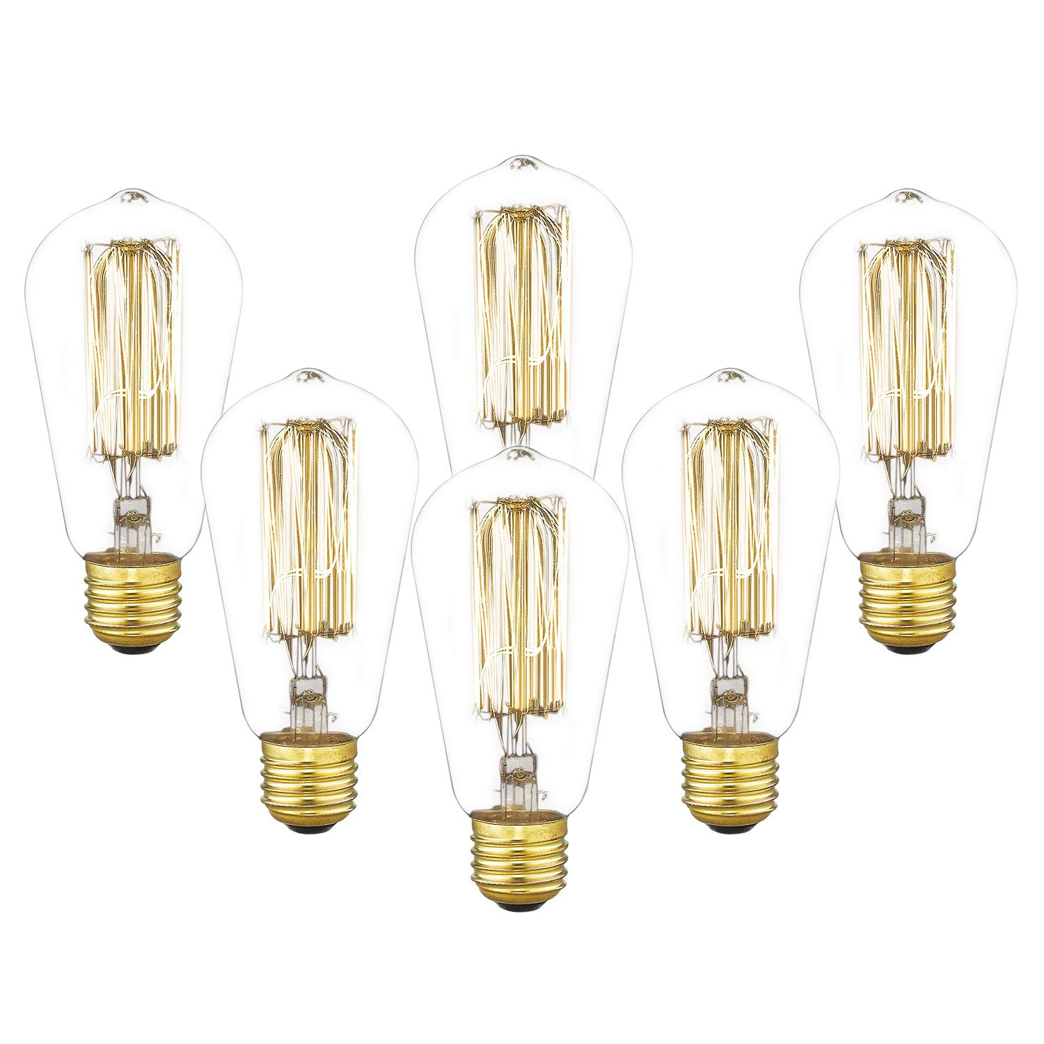 Emliviar Vintage Edison Light Bulb, E26 Medium Base Incandescent Bulb 6 Pack, ST58