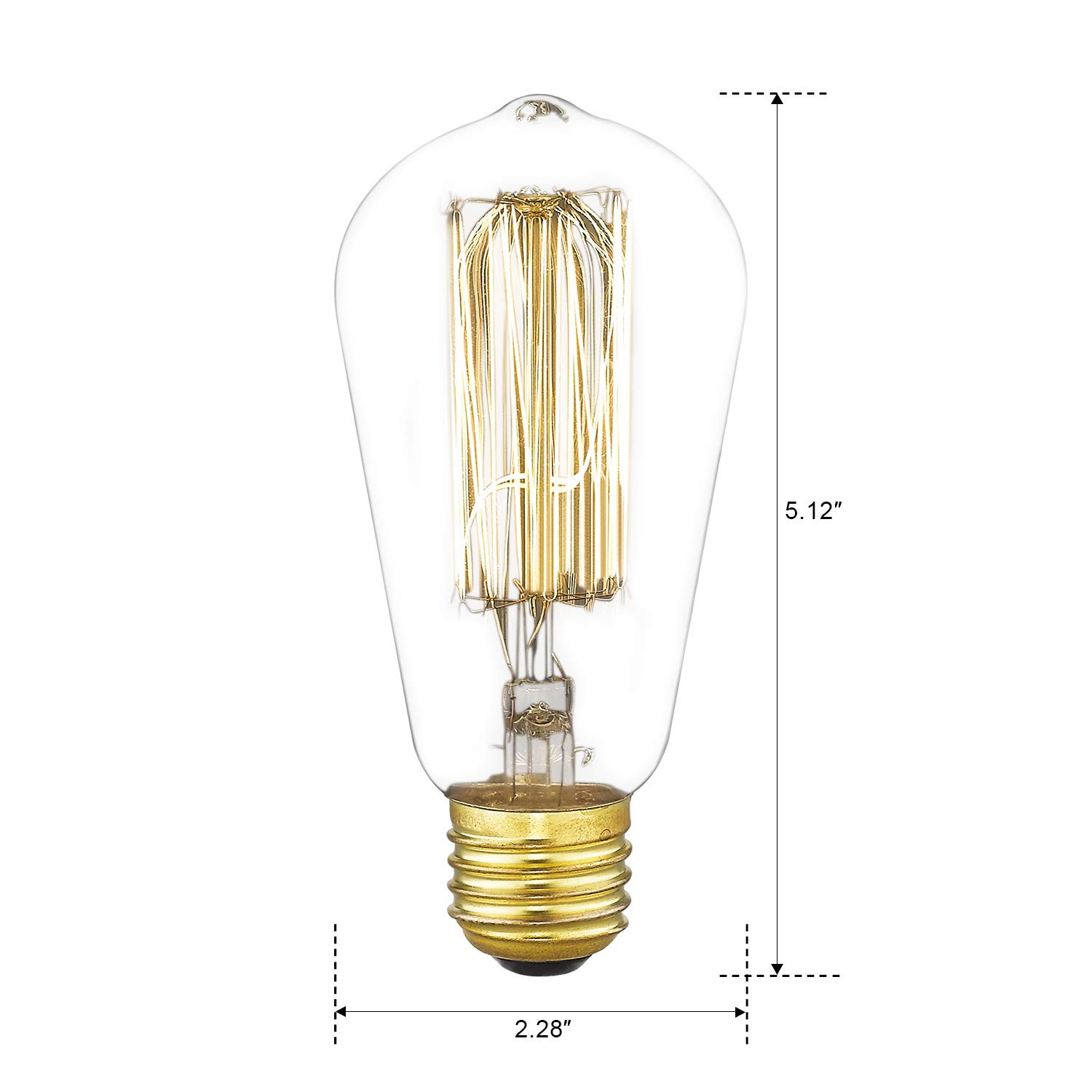 Emliviar Vintage Edison Light Bulb, E26 Medium Base Incandescent Bulb 6 Pack, ST58