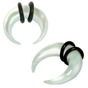 organic mother of pearl pincher taper plugs with o rings, sold as a pair (6mm (2ga))