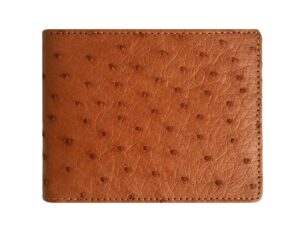 rodomus men's genuine ostrich skin leather wallet - rfid blocking brown