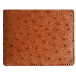 Rodomus Men's Genuine Ostrich Skin Leather Wallet - RFID blocking Brown