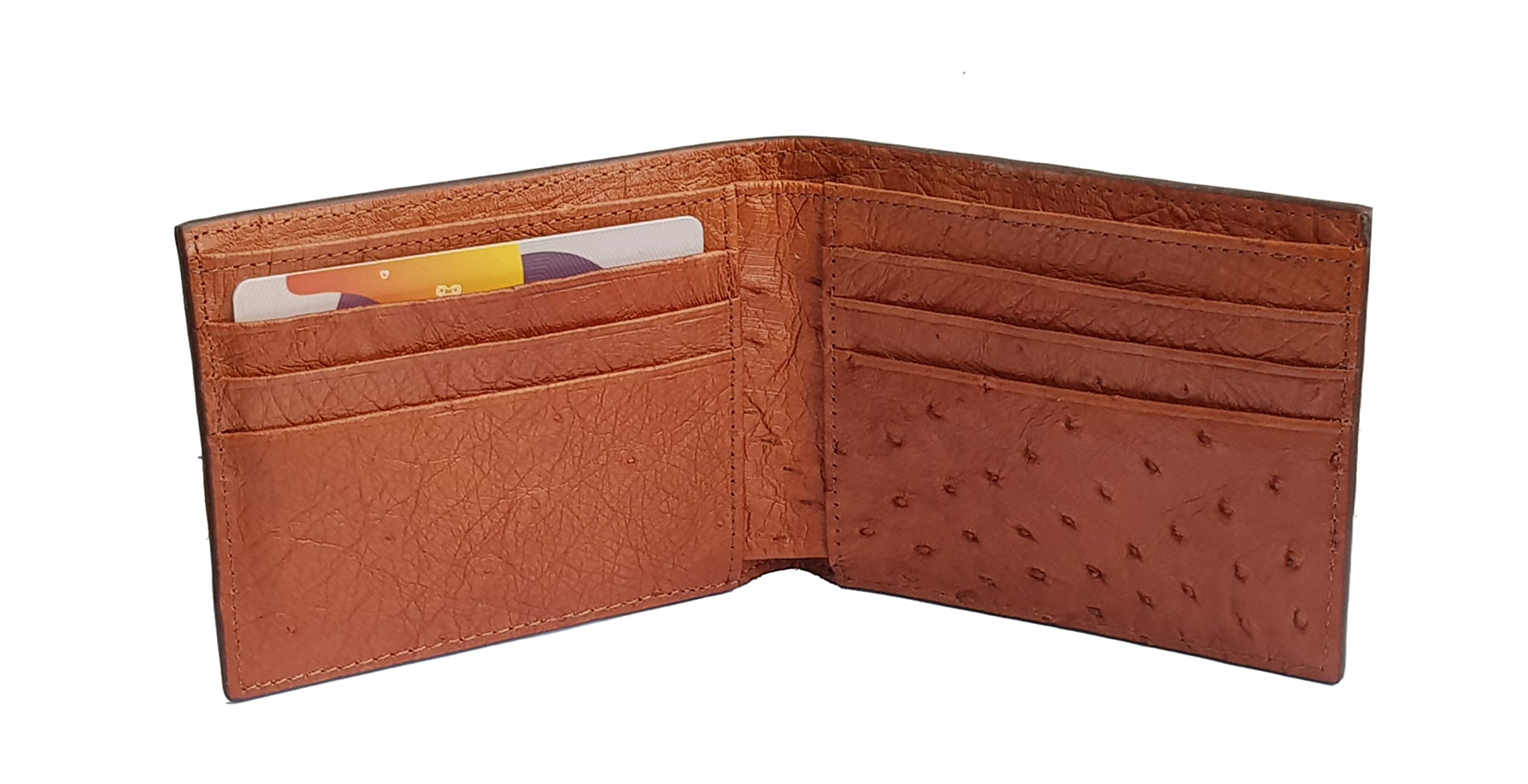 Rodomus Men's Genuine Ostrich Skin Leather Wallet - RFID blocking Brown