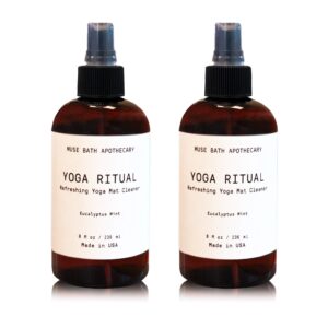 muse apothecary yoga ritual - aromatic and refreshing yoga mat cleaner, 8 oz, infused with natural essential oils - eucalyptus mint, 2 pack