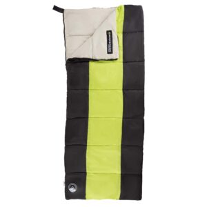 Kids Sleeping Bag - Lightweight, Carrying Bag with Compression Straps for Camping, Backpacking, and Sleepovers by Wakeman Outdoors (Neon Green/Black)