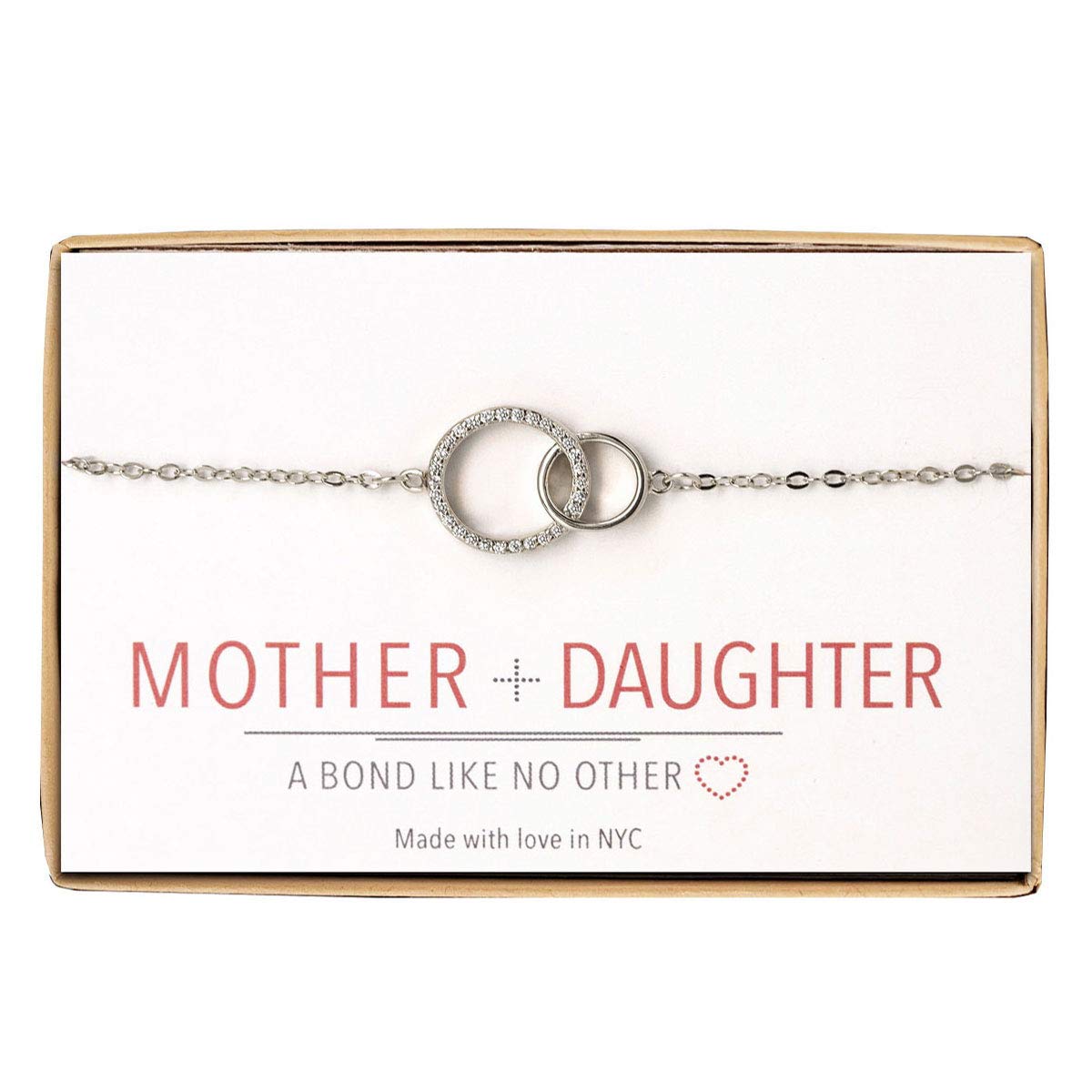 A+O Gifts for Mom, Mother Daughter Gift - Interlocking Circle Bracelet in Sterling Silver