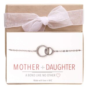 A+O Gifts for Mom, Mother Daughter Gift - Interlocking Circle Bracelet in Sterling Silver