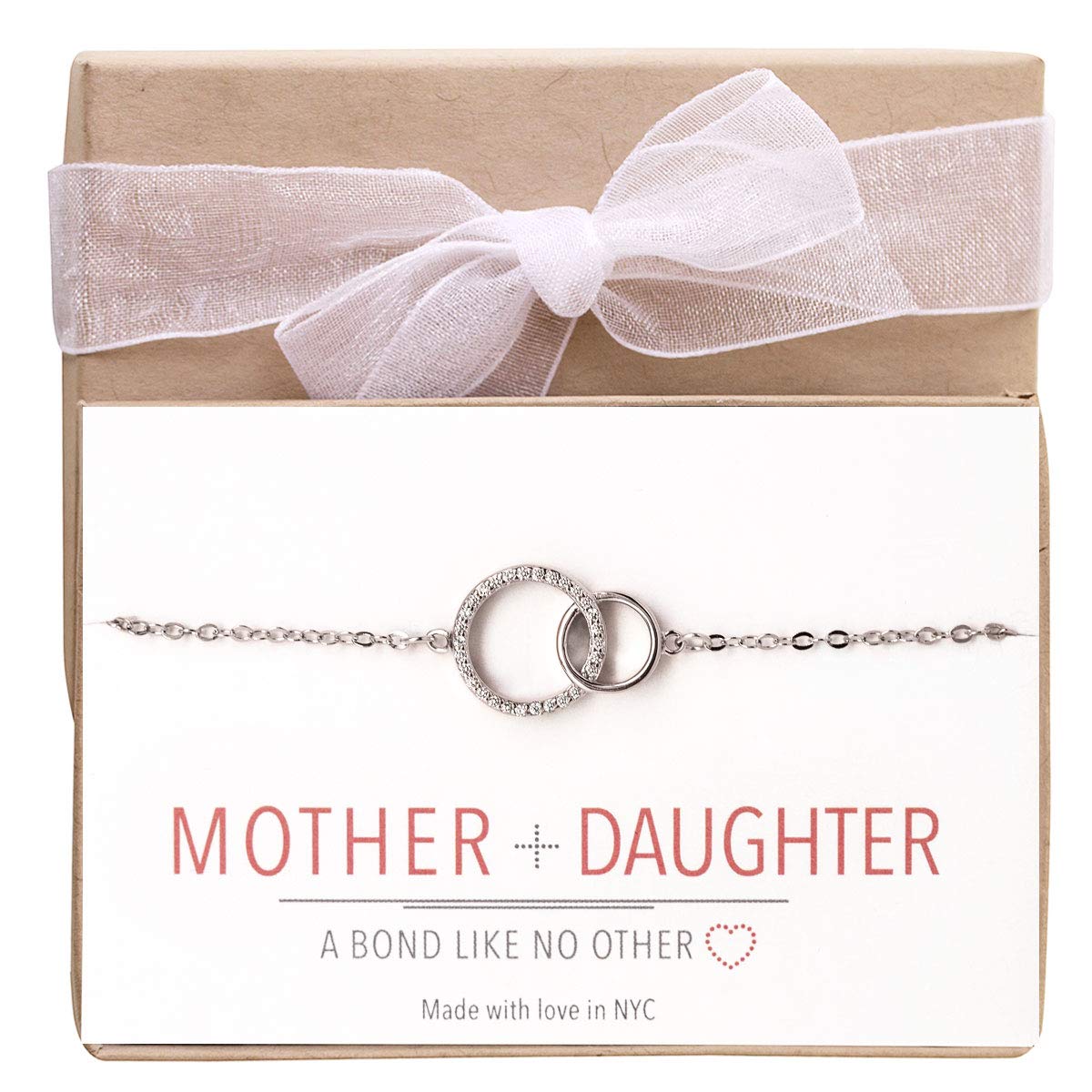 A+O Gifts for Mom, Mother Daughter Gift - Interlocking Circle Bracelet in Sterling Silver