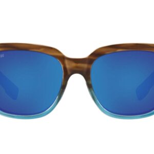 Costa Del Mar Womens Waterwoman Rectangular Sunglasses, Shiny Wahoo/Blue Mirrored Polarized-580G, 55 mm