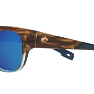 Costa Del Mar Womens Waterwoman Rectangular Sunglasses, Shiny Wahoo/Blue Mirrored Polarized-580G, 55 mm