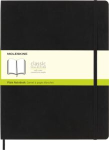 moleskine classic notebook, soft cover, xxl (8.5" x 11") plain/blank, black, 192 pages