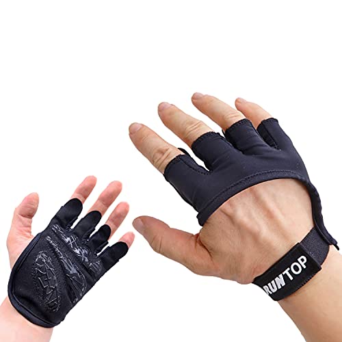 RUNTOP Workout Gloves Cross Training Grip Pads Exercise Home Fitness Weightlifting Powerlifting Gym Rowing Yoga Pole Women Men Hand Full Palm Protect Prevent Rips Blister Callus(BlackNewXL)