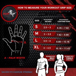 RUNTOP Workout Gloves Cross Training Grip Pads Exercise Home Fitness Weightlifting Powerlifting Gym Rowing Yoga Pole Women Men Hand Full Palm Protect Prevent Rips Blister Callus(BlackNewXL)